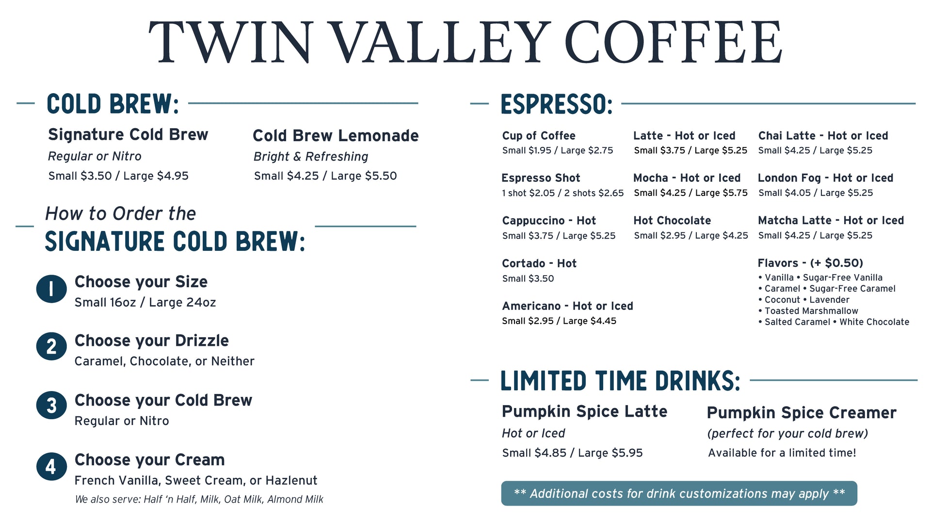 Menu – Twin Valley Coffee