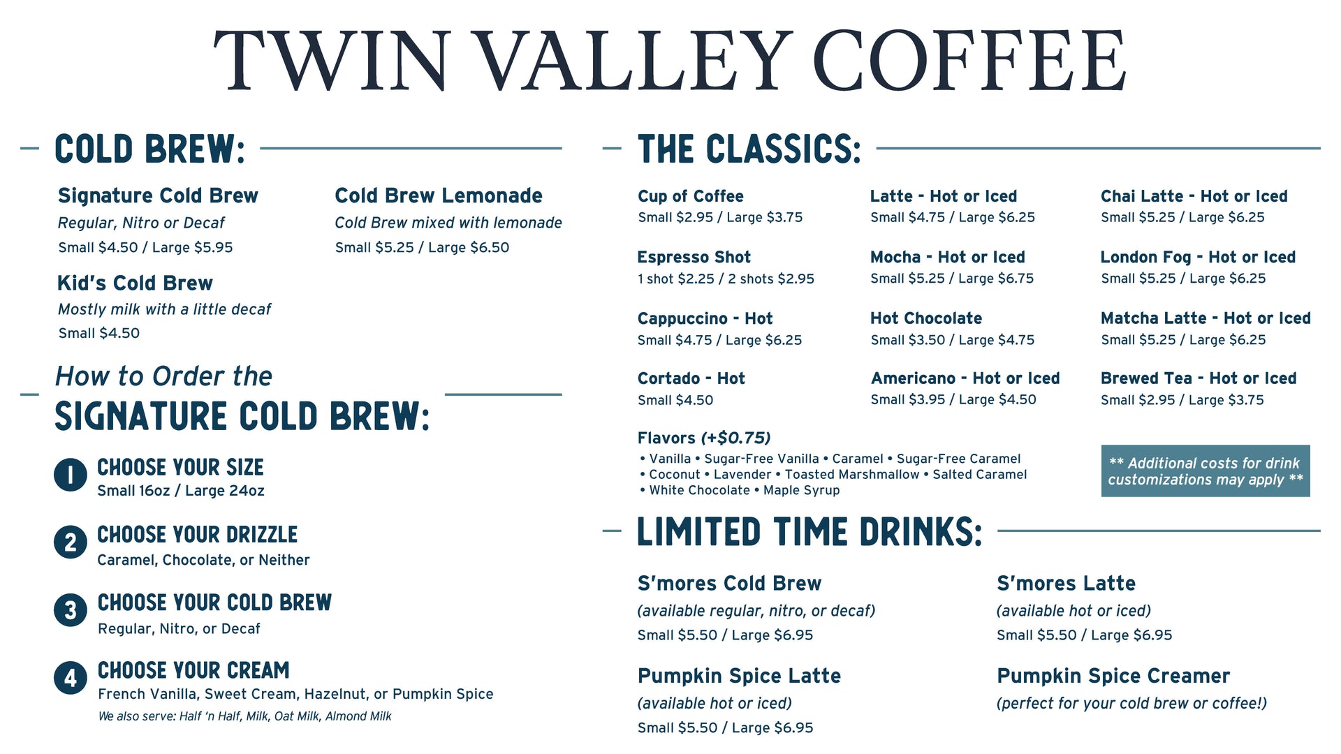Menu – Twin Valley Coffee